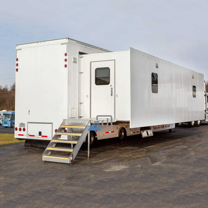 2 Rooms Expandable Mobile Office Trailer with Bathroom One Side Slide ...