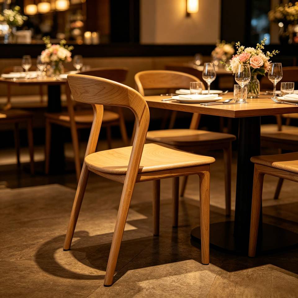 Wholesale Curved Solid Wood Dining Chairs, Modern Natural Wood ...