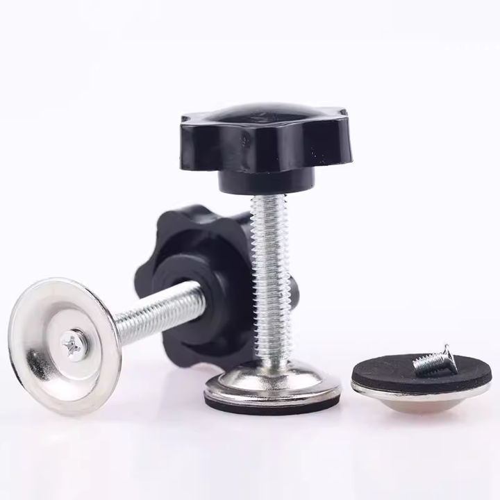 Stainless Steel Male Threaded Knob - Black Plastic Handle