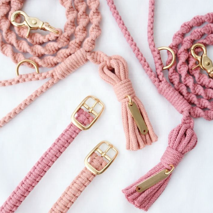 Multi Color Macrame Dog Collar - Customizable & Durable