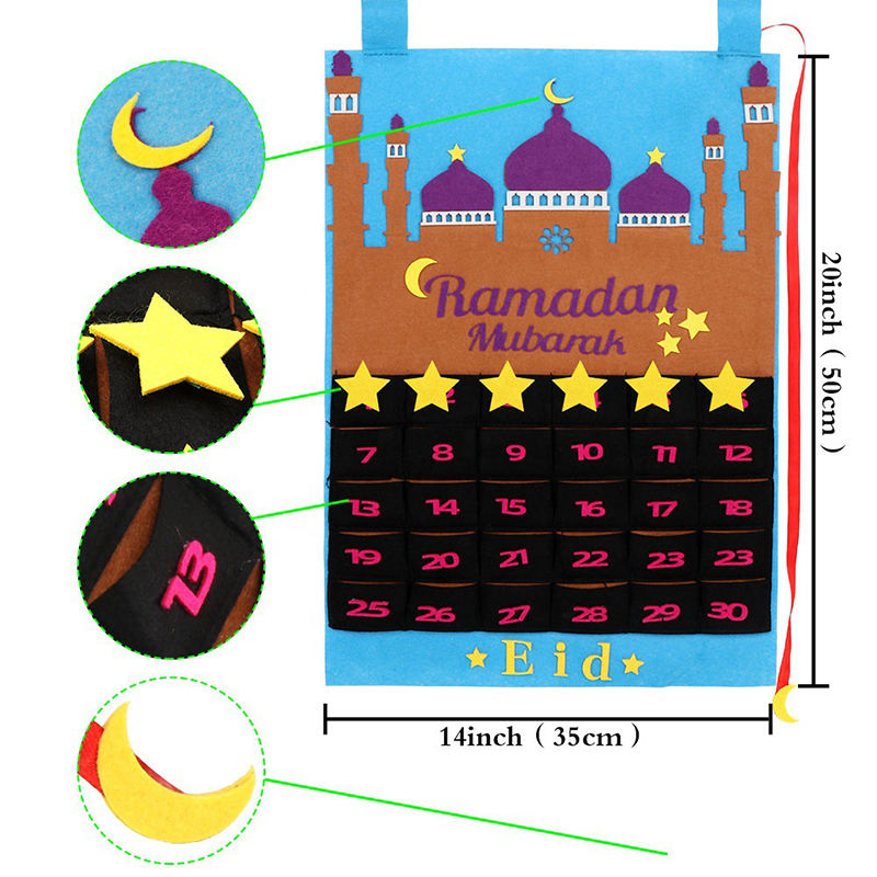 Felt Custom Ramadan Advent Countdown Calendar EID Mubarak Decoration ...