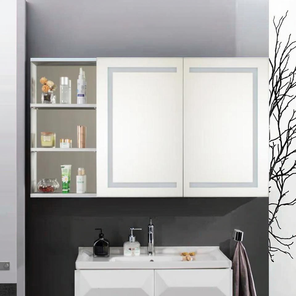 New Design Modern LED Bathroom Mirror Cabinet Storage Wall Mounted ...