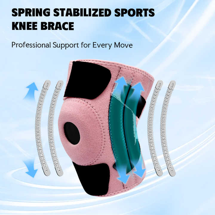 Compression Knee Support Brace with 4 Steel Springs Dual Straps ...