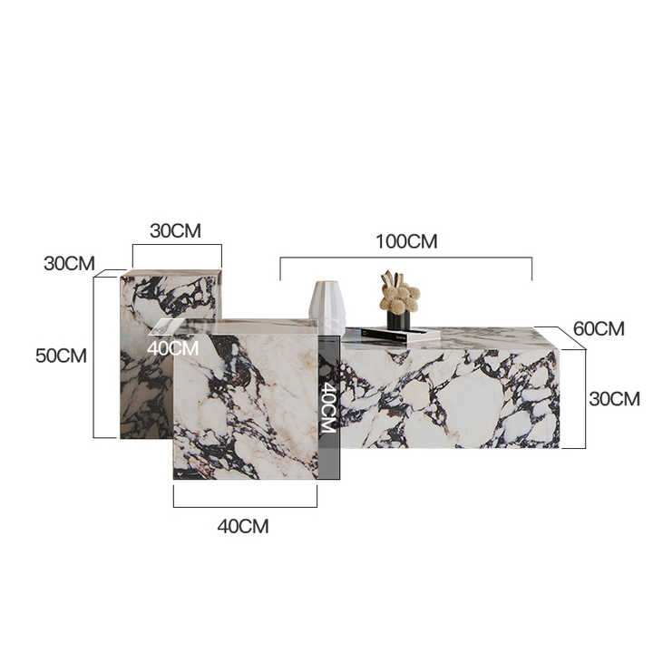 AOMISI CASA Luxury Rectangle Natural Marble Plinth Table Marble Coffee ...