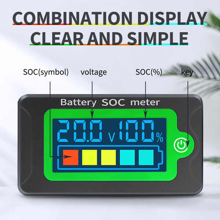 Peacefair PZEM-009 Digital Battery Tester - 8-100V SOC Meter