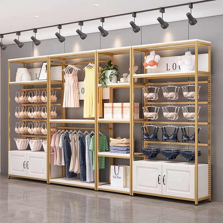 Customized Multi-Functional Golden Display Rack for Lingerie Underwear ...