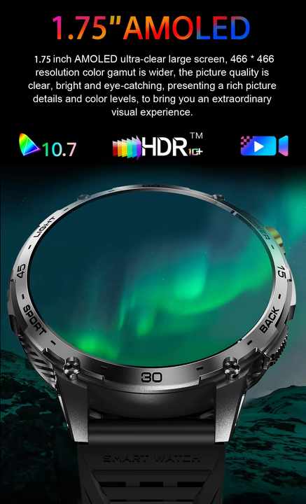 K69 2025 Sport Smart Watch Men 1.75" AMOLDE Screen Fitness Track BT ...