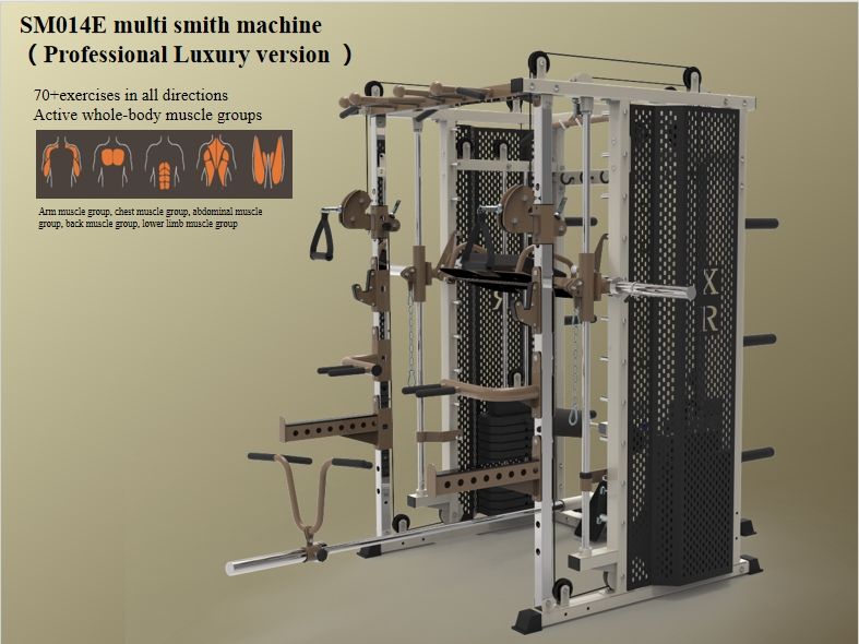 Commercial Multi-Functional Smith Machine Power Rack Steel Gym ...