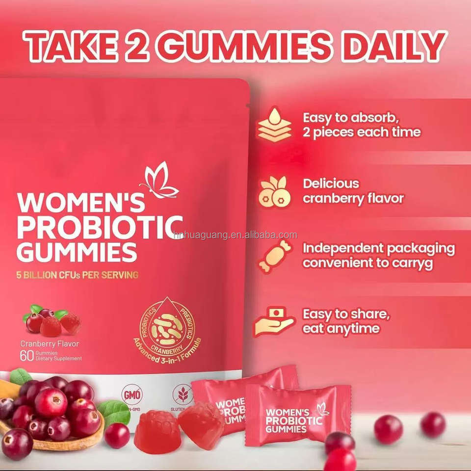Halal Probiotic Gummies Natural Probiotics Gummy Dietary Fiber Vitamins Supplement Cranberry ...