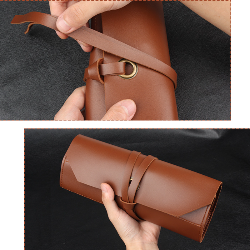 Portable PU Leather Tool Roll-Up Pouch Organizer for Wrench Chisel ...