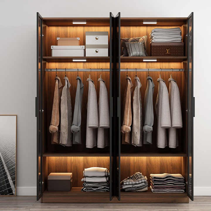 Design easy assemble wardrobes aluminum wardrobe glass doors door ...