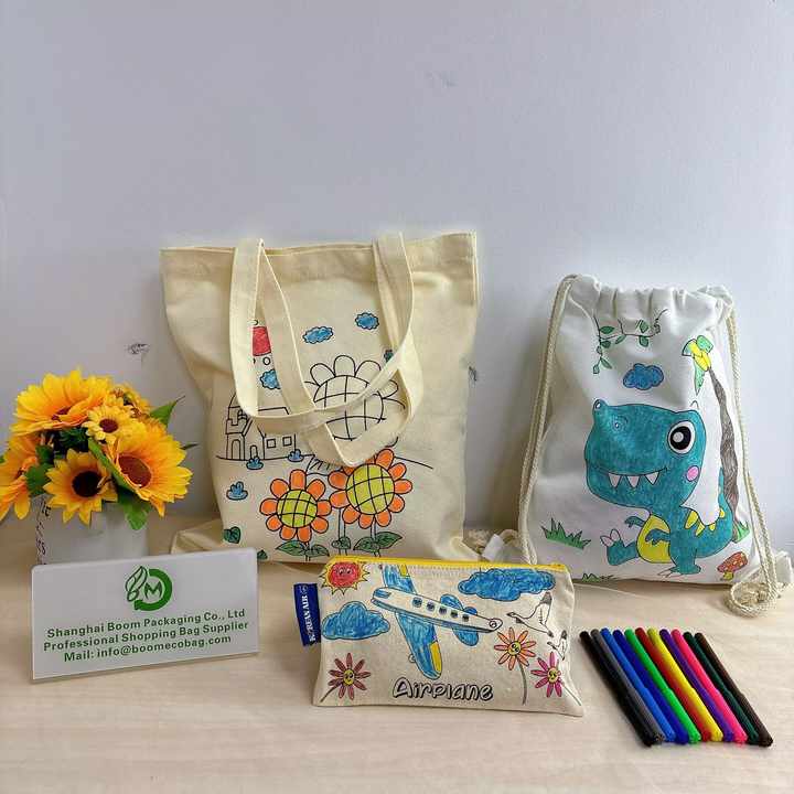 Color Your Own DIY Coloring Pencil Case Canvas Pencil Zipper Pouch ...