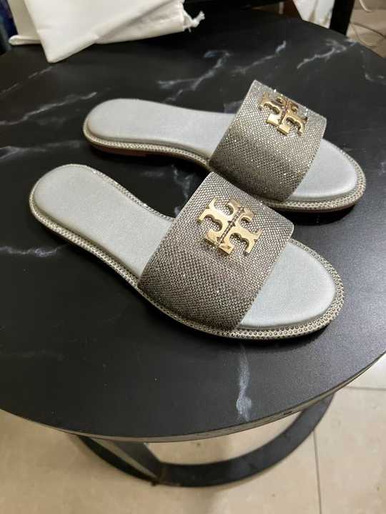 Luxury Brand Ladies leather Shiny TB Sandals Summer Flat Beach Slide ...