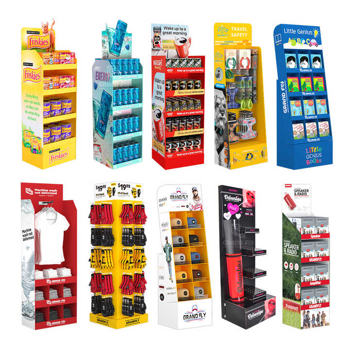 Custom POP Floor Cardboard Display Stands for Supermarkets