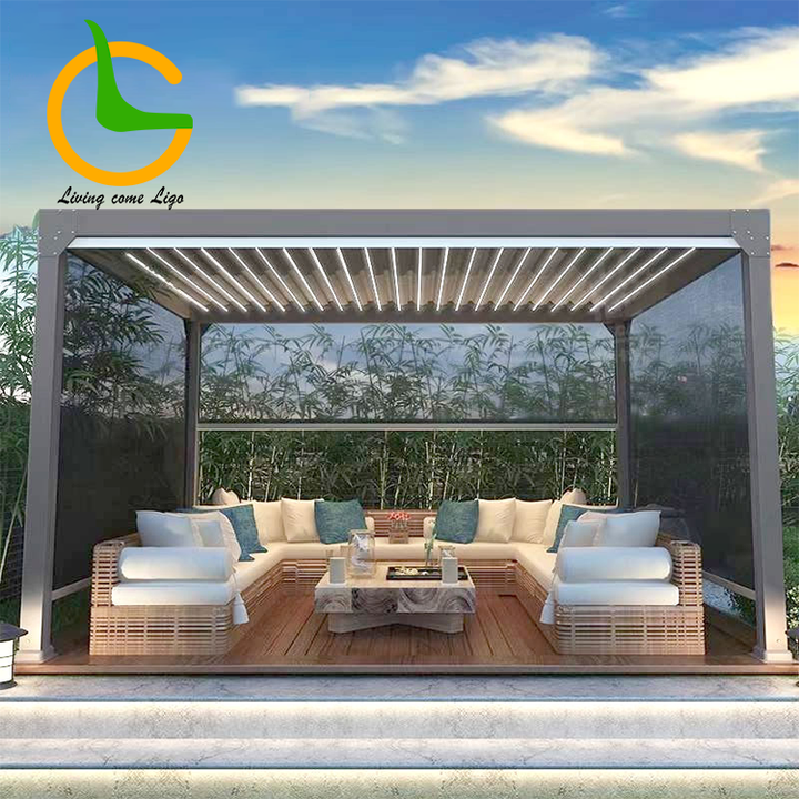 Motorized Aluminium Louvered Roof Canopies Pergolas Remote Control ...