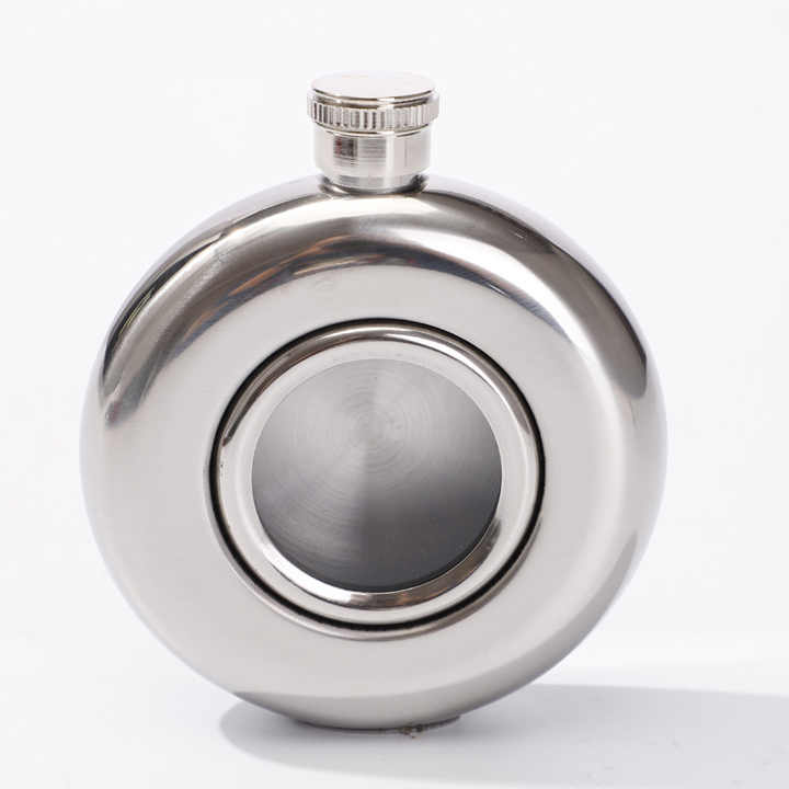 5oz Stainless Steel Round Hip Flask, Whisky ,Liquor Flask with Window ...
