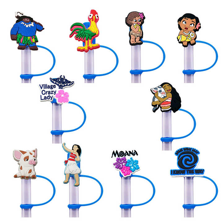 8mm Moana Cute Animals Reusable Metal Straws Tips Dust Toppers ...