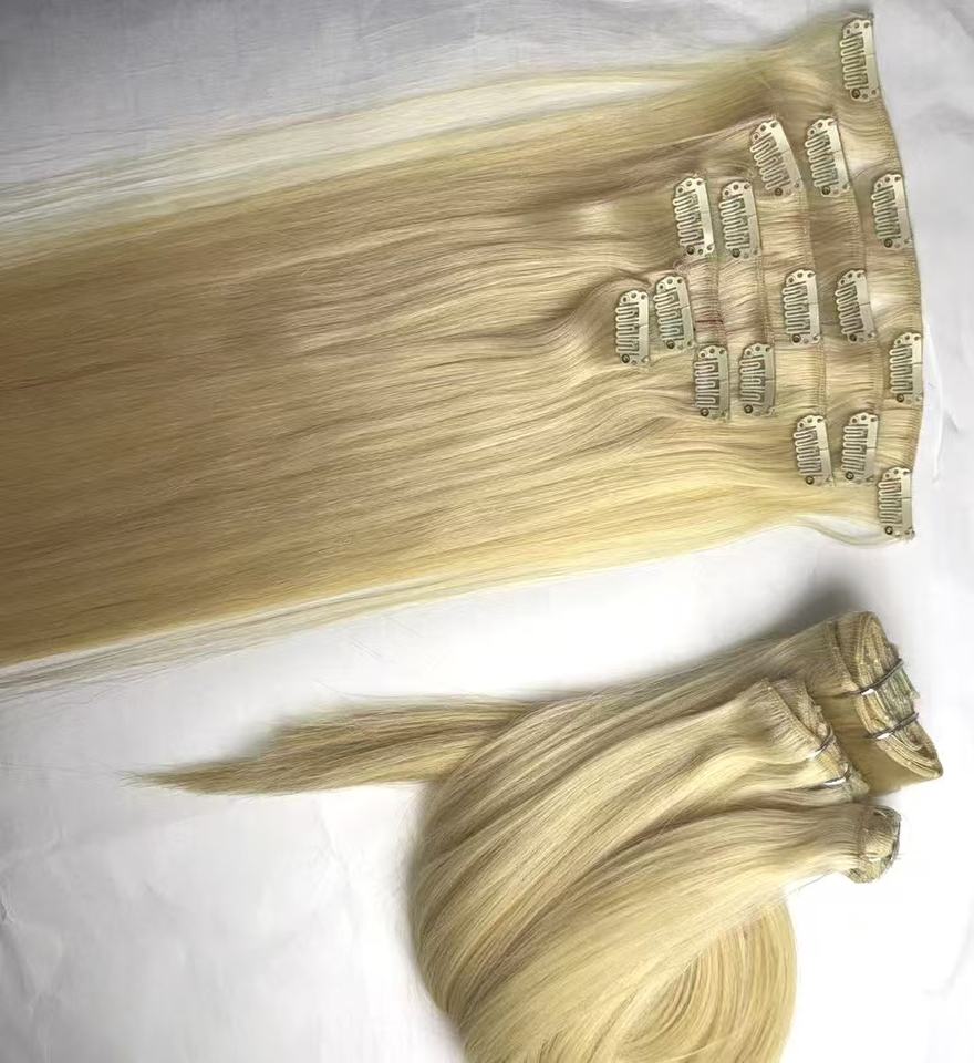 Wholesale factory hair extensions with light colored clip on extensions ...