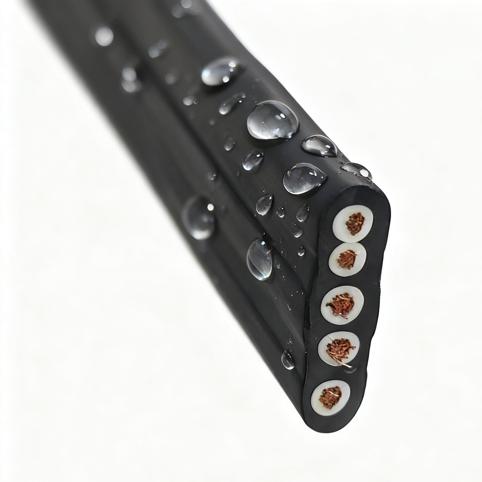 Water Resistant Rubber EPR Flat Shape Submersible Electric Cable Multi ...