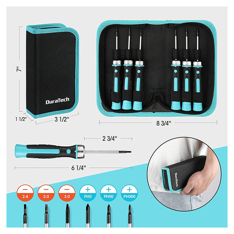 Duratech Precision Screwdriver Set - 6pc Ratcheting Blades