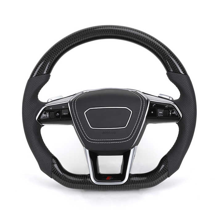 Custom Volante S Line Half Perforated Leather Carbon Fiber Steering Wheel for Audi A3 A4 B8.5 A5 ...