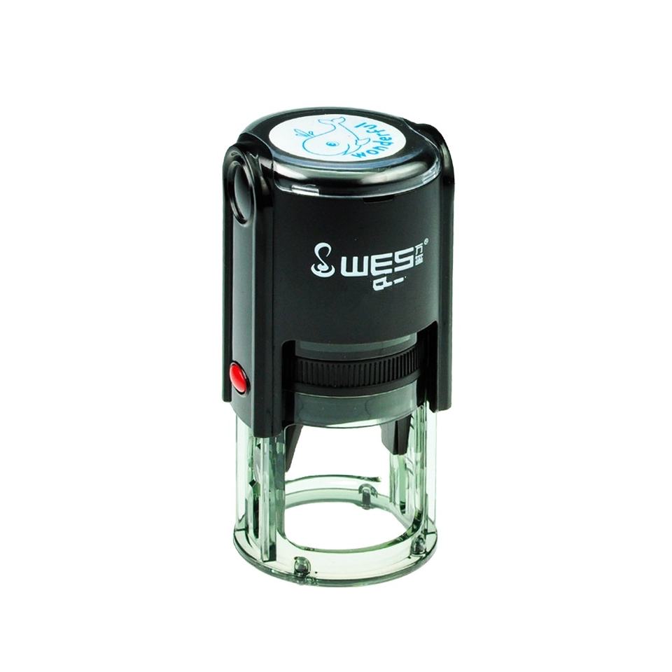 17mm Round Plastic Self-Inking Stamp with Custom Text Logo Automatic ...