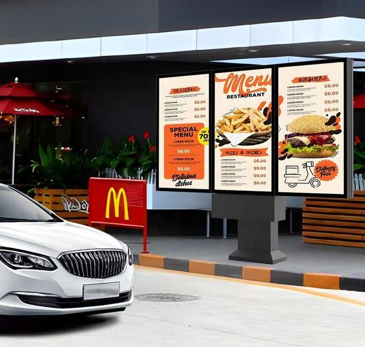 Outdoor Ip66 Waterproof Digital Menu Boards With Single Dual Three Lcd ...