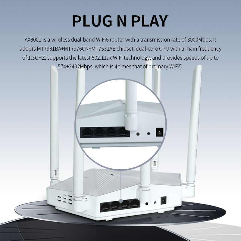 AX3000 OpenWRT WiFi 6 Router - Dual Band 802.11ax, 3000Mbps, 3 LAN ...