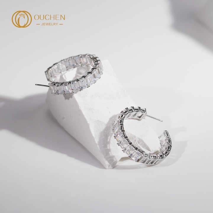 OUCHEN 2025 Classic Diamond 18k 9k Earring Elegant High Quality Color ...