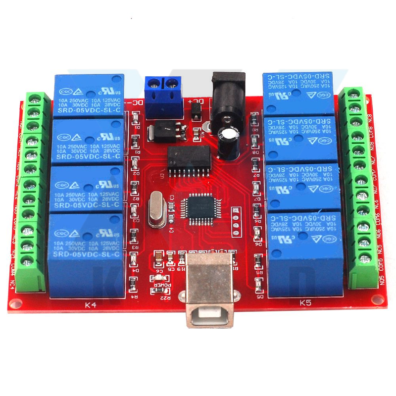 8CH 5V/12V/24V USB Relay Module Control Switch Programmable Computer ...