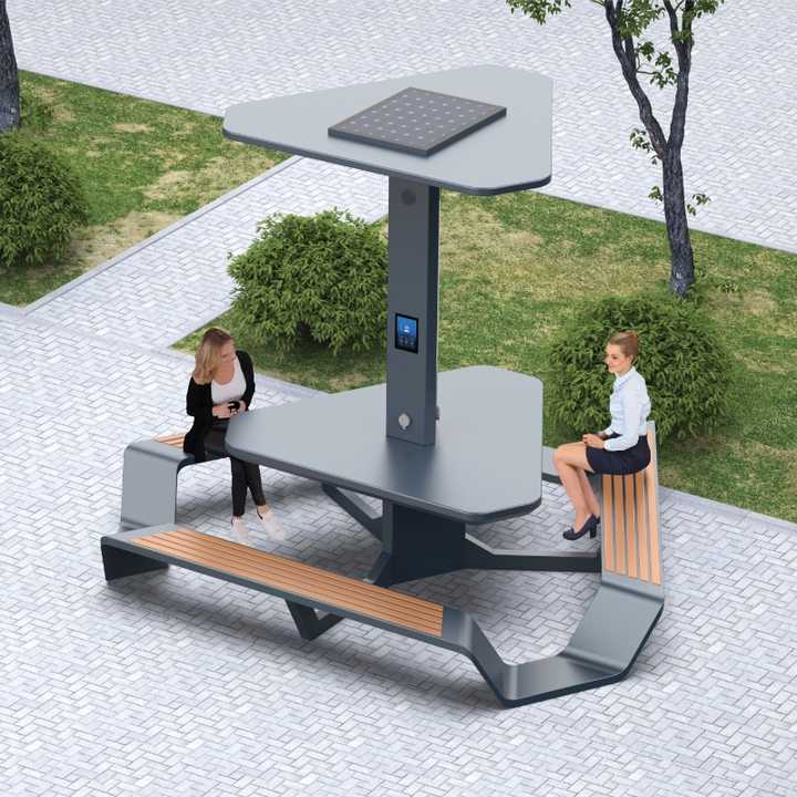 Modern Smart Solar Bench WiFi Wireless Charging Station Eco-Friendly ...