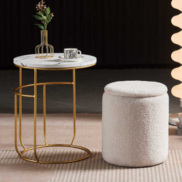 Modern Luxury Multifunction Nesting MDF Round Side Table with Teddy ...