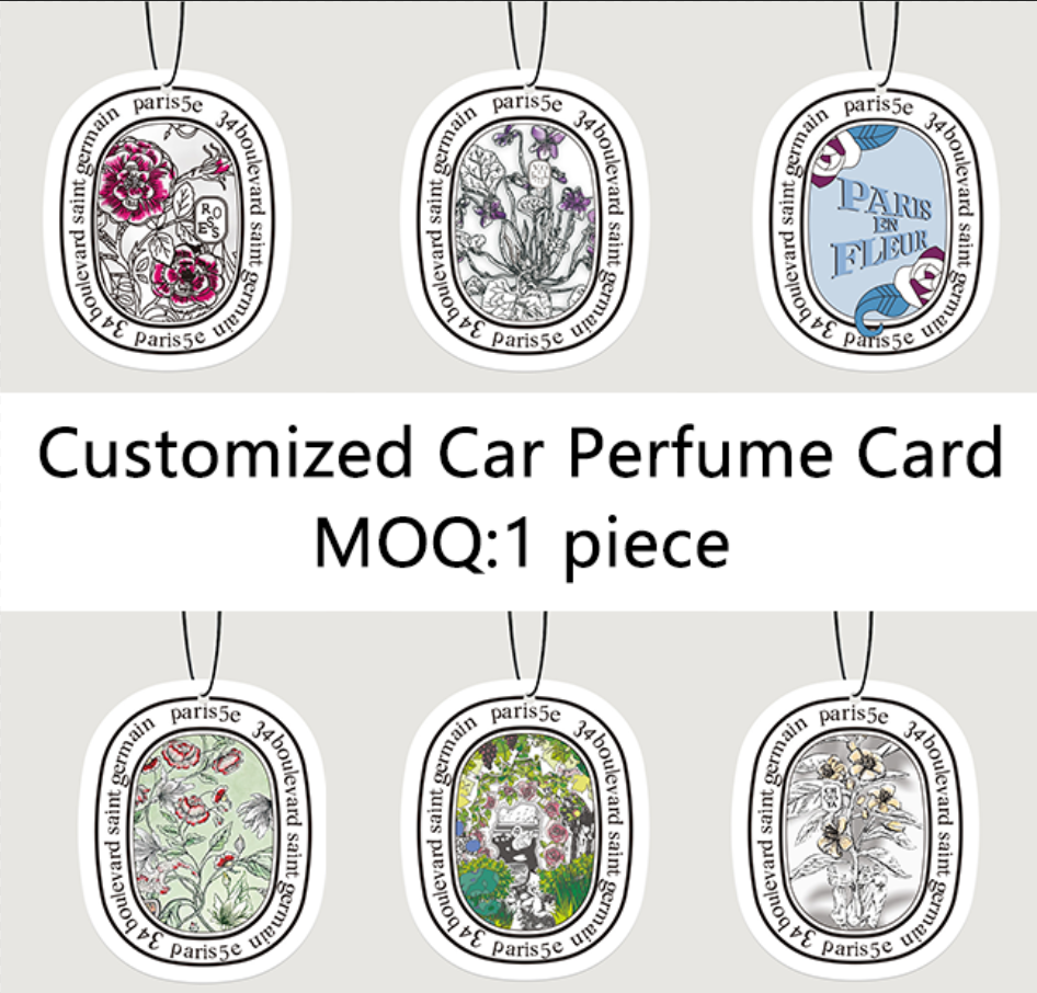 Free Sample Custom Logo Pattern Scents 8x8cm Long Lasting Hanging Car ...