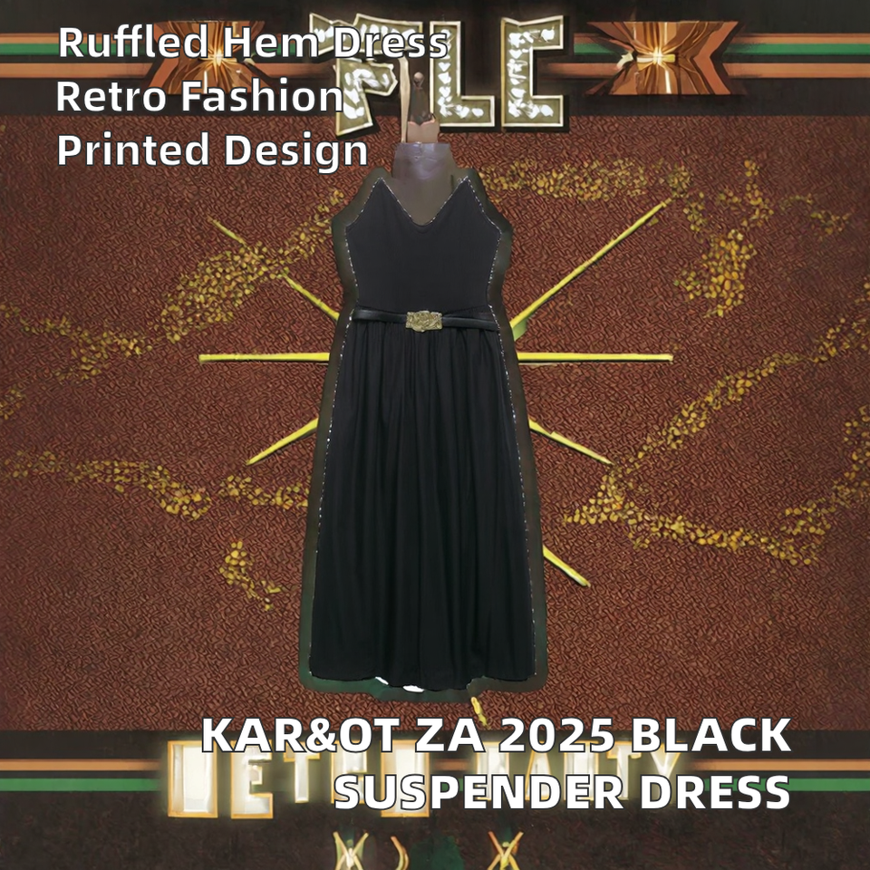KAR&OT ZA Women's 2025 Summer Vintage Satin Dress New Black Minimalist ...