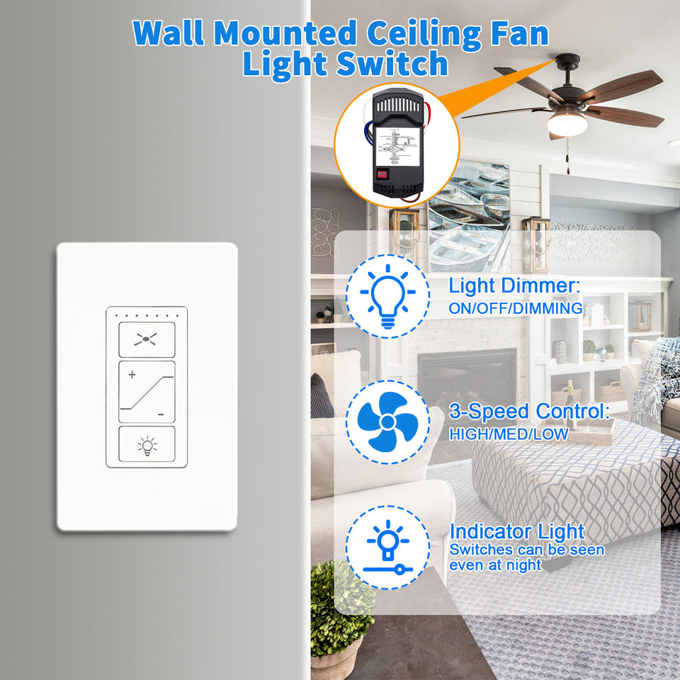 Universal Ceiling Fan App Control Kit with Wall Switch Fixed Code ...