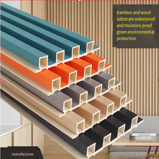 Indoor WPC Slat Partition Wall Eco-Friendly PVC Panels with Bamboo ...