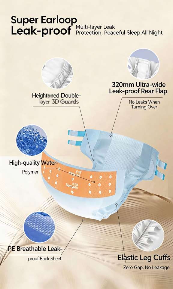 Disposable Adult Diapers Breathable High Absorption Leak Guard All-Day ...