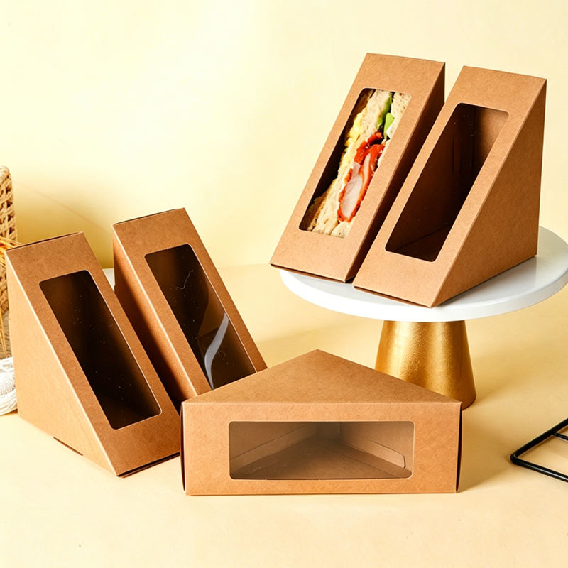 Thickened Kraft Paper Sandwich Boxes Wholesale Greaseproof Brown ...