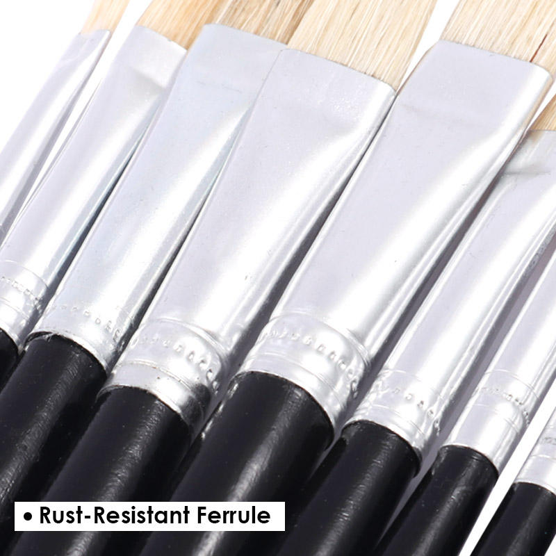 Foska Premium White Hog Hair 9Pcs Paint Brush Set for Acrylic Painting ...