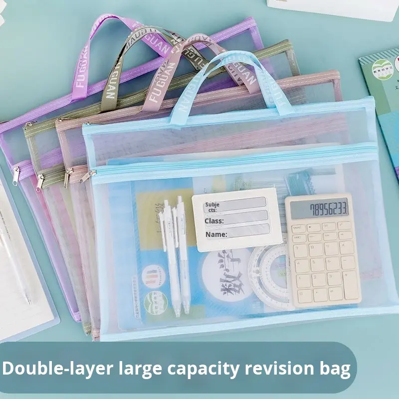 B4 Legal Size Nylon Document Bag Clear Visible Mesh Zipper Pouch Office ...