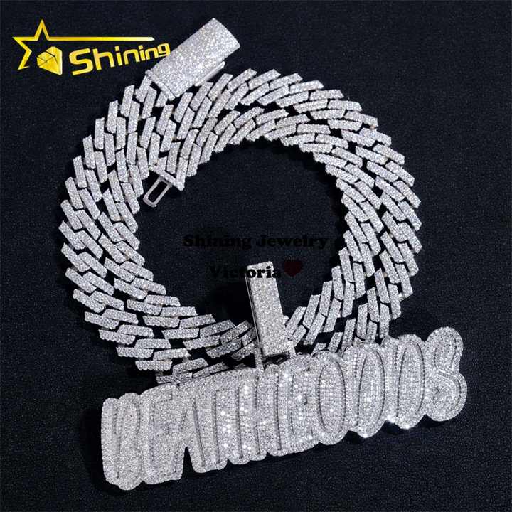 Make Out 3D Sketch in 48H Custom S925 Hip Hop Fine Jewelry Mens Iced Out Name Initial Letter ...