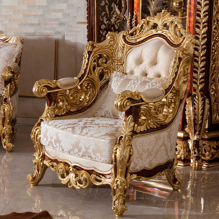 Luxury Antique Turkish Hand Carved Sofa Set for Living Room