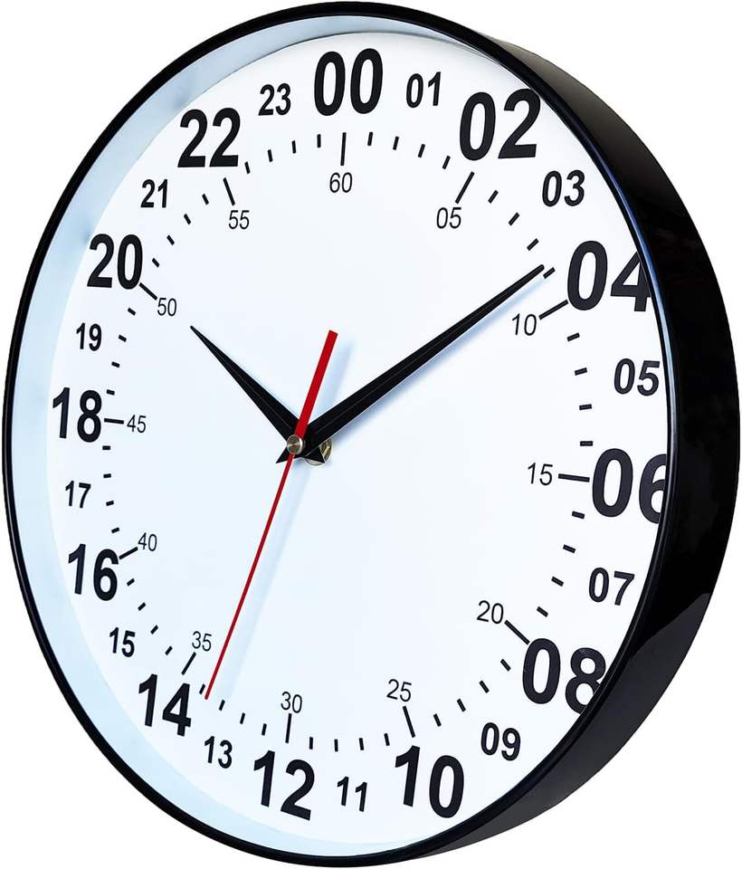 12 Inch Modern Analog Clock Custom Logo 24-Hour Round Wall Clock Quartz ...