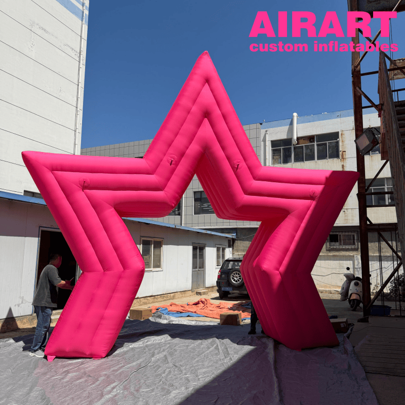 Inflatable Star Arch Tunnel, Pink Star Balloon Arch for Outdoor Party ...