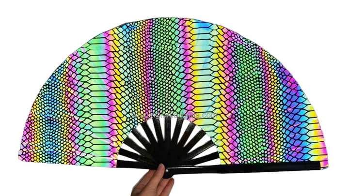 New Holographic Large Hand Fan Fluid Fantasy Fan Original Iridescent ...