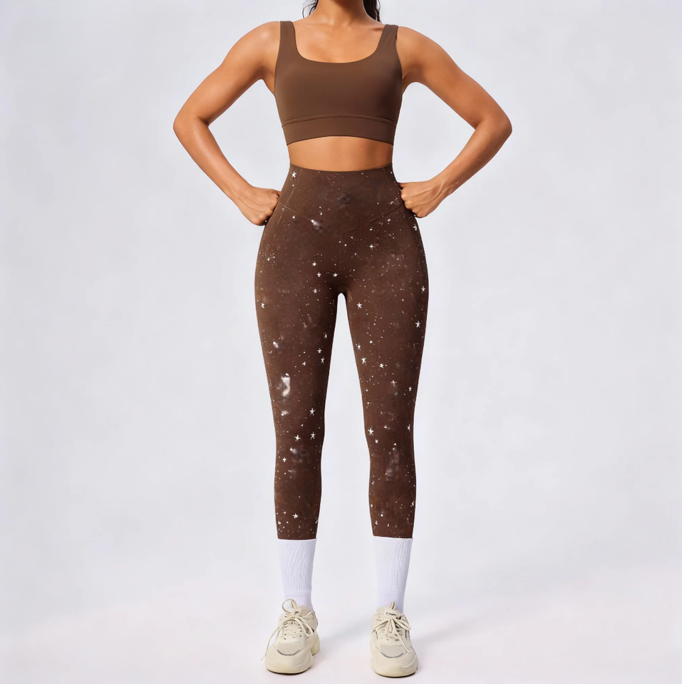 Shiny Yoga Leggings and Bra Set for Women Plus Size Breathable Quick ...