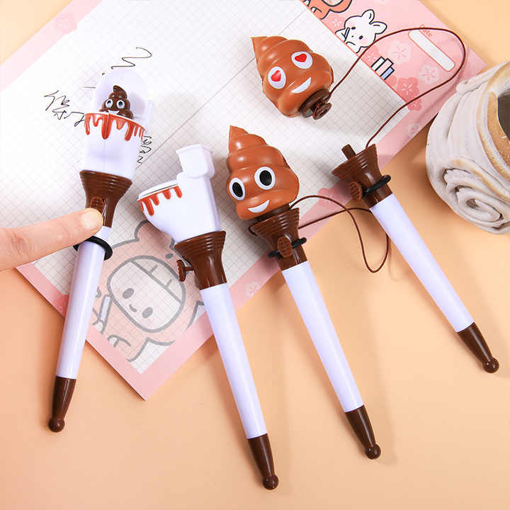 Cartoon toilet bowl bouncing pen fun decompression bouncing ballpoint ...