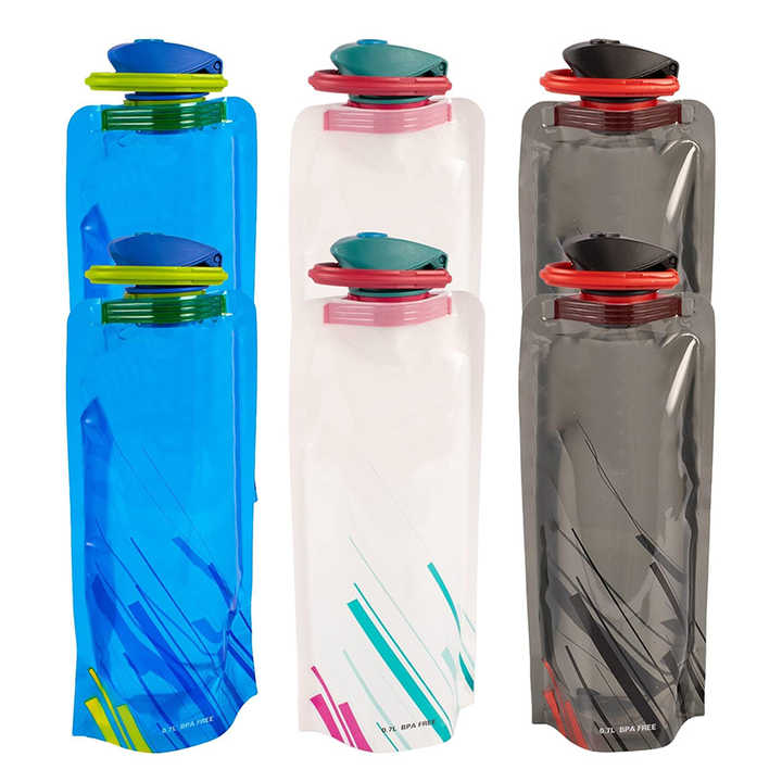Hot Sale 6-Pack 24oz Foldable Water Bottles Portable Outdoor Sports ...
