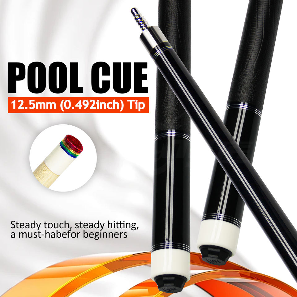 High-End Maple Wood Pool Cue - 12.5mm Rainbow Multi-Layer Tip Billiard ...