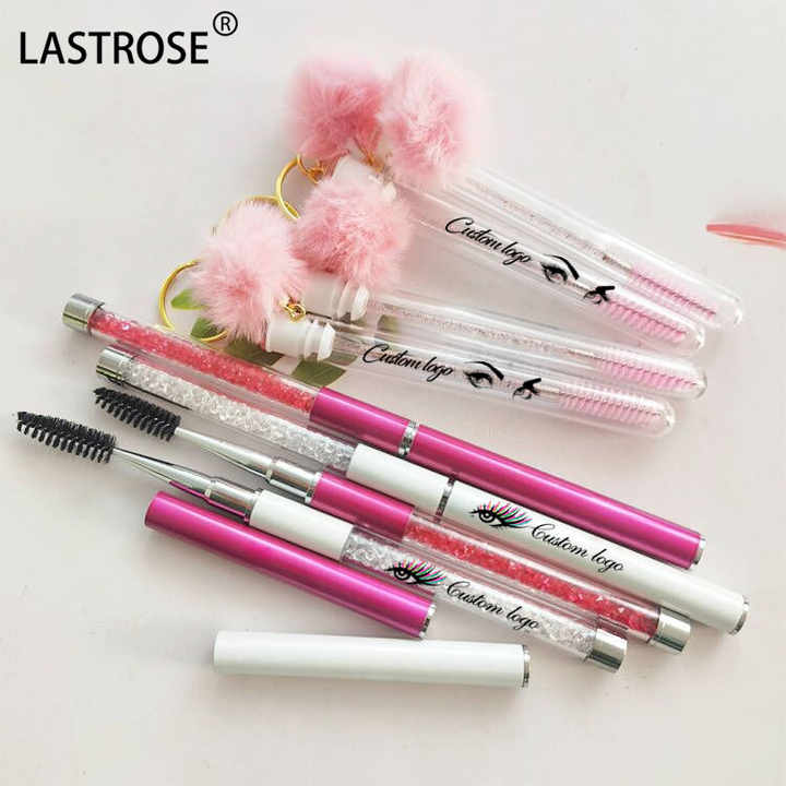 Mini Eye Lash Spoolies Mascara Pom Pom Lash Wand Eyelash Spoolie Keychain